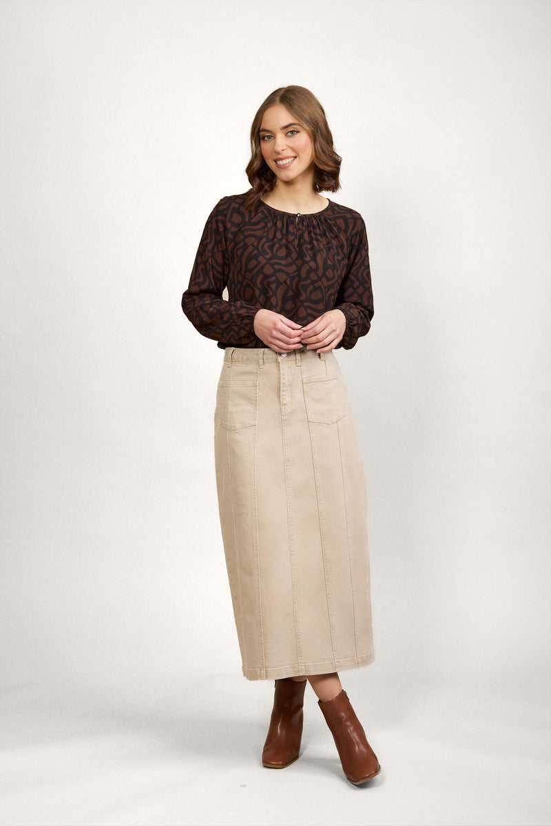 Cooper Skirt -Oat Denim – Impress Winton