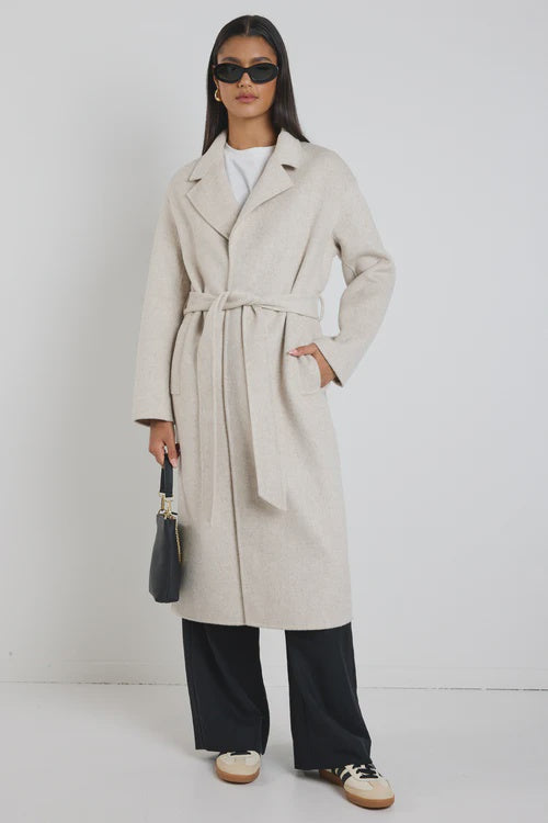 Geneva Wool Blend Belted Coat -Snow Marle – Impress Winton