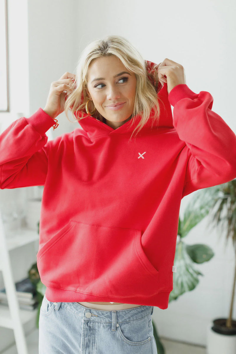 Alpine Elliot Hoodie - Ruby Red with Pink X – Impress Winton